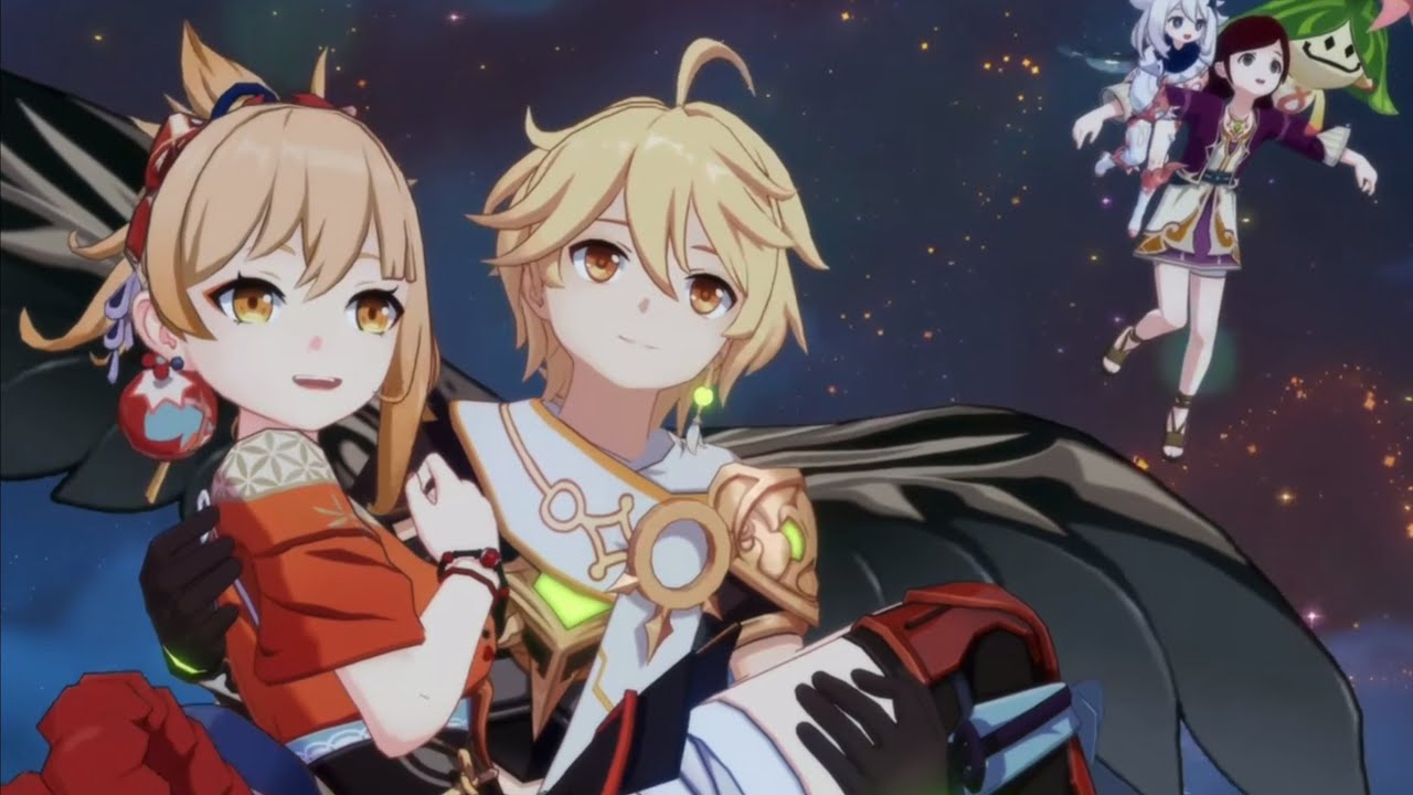 Yoimiya x Aether x Paimon in a beautiful dream | Genshin Impact Best Moments - YouTube