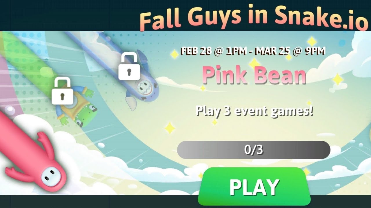 Snake.io | Special Limited Event - U Pink Bean in Snake.io Fall Guys ...