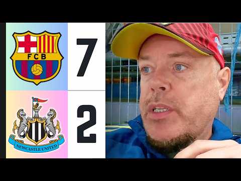 You've bottled the occasion! | Away end reaction as Barcelona destroy Newcastle 7-2! 😠😡