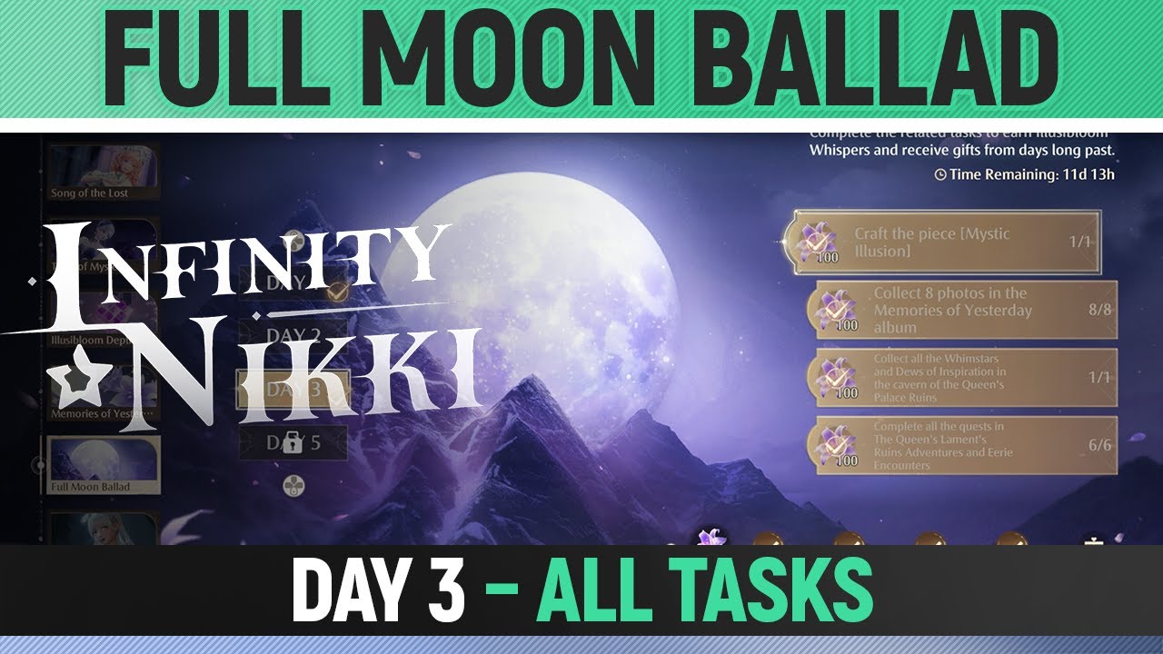 Infinity Nikki - Full Moon Ballad - Day 3 - All Tasks - YouTube