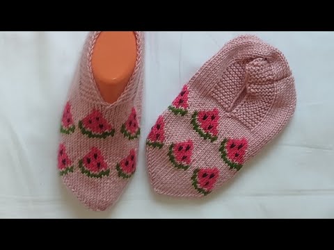 Karpuz dilim desenli çeyizlik beş şiş patik modeli 🍉🍉