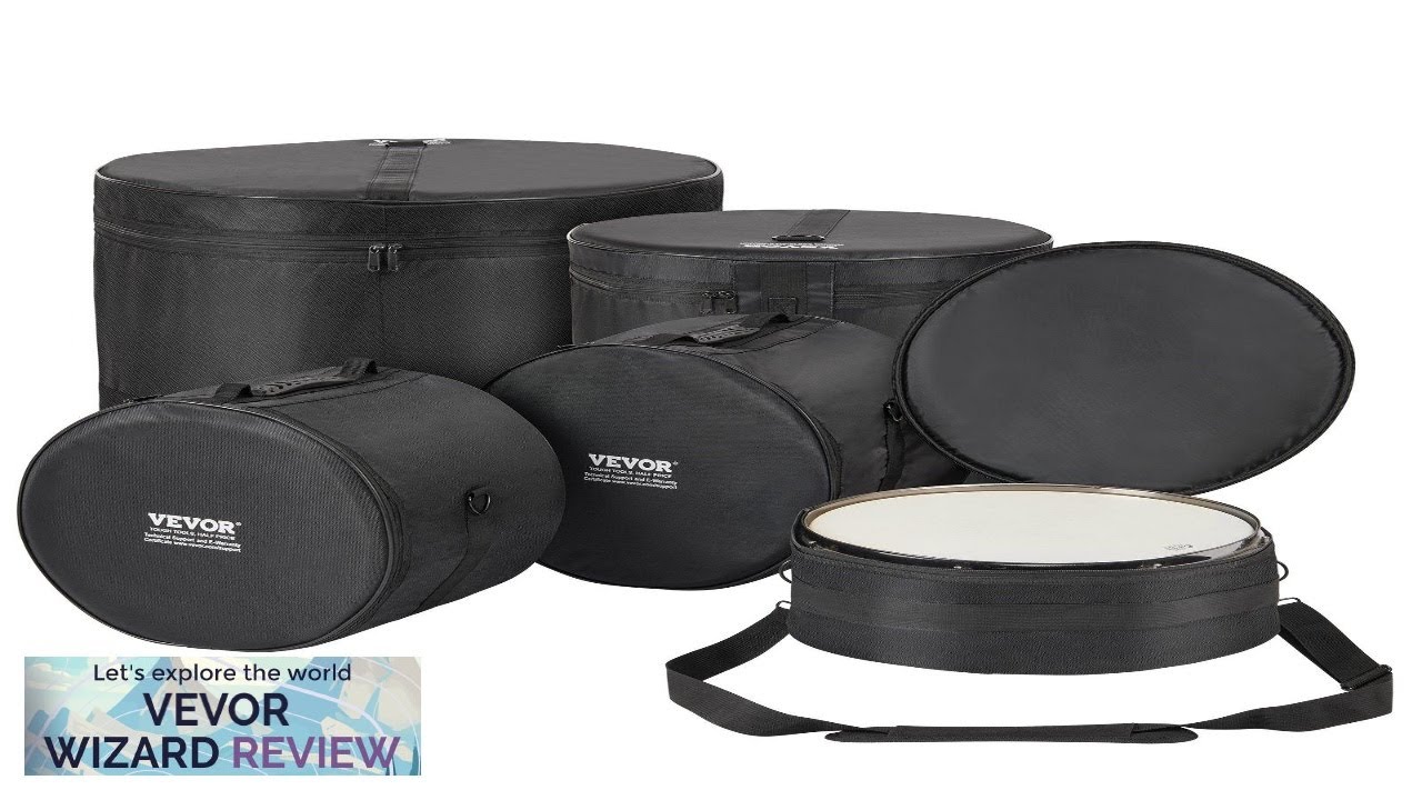 VEVOR 5-Piece Drum Bag Set 1680D Oxford Fabric Padded Drum Bags Review ...