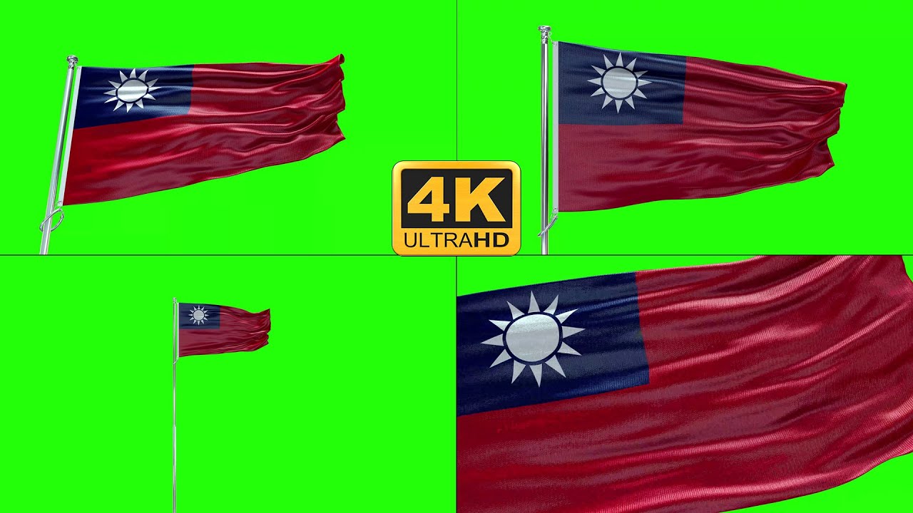 Taiwan flag green screen 4k - YouTube