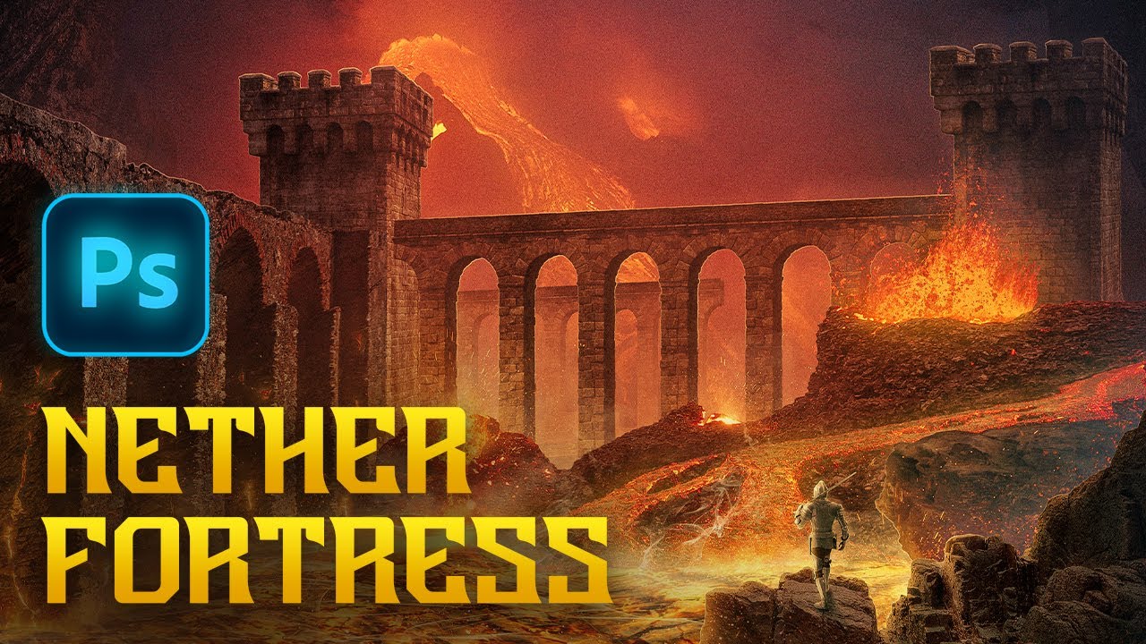 NETHER FORTRESS - photoshop manipulation speed art - YouTube