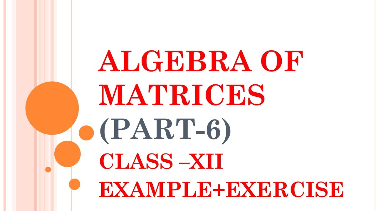 Matrix (part-6) class XII included examples and exercise question ...