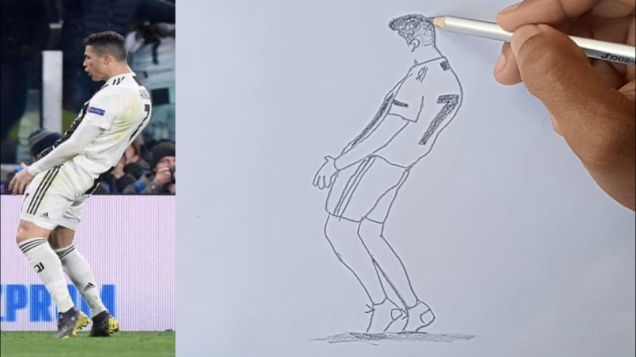 drawing ronaldo goal celebration siuuu || sapahar art studio - YouTube