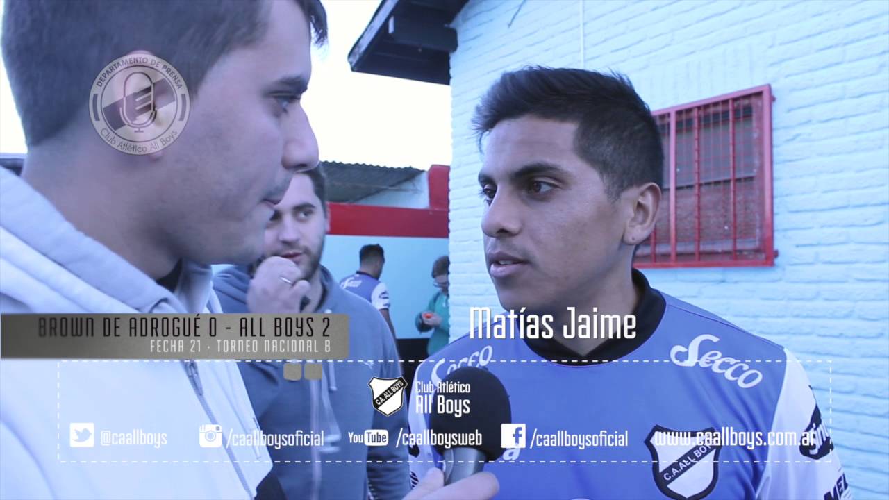 FECHA 21: BROWN DE ADROGUE 0 - 2 ALL BOYS / MATIAS JAIME - YouTube