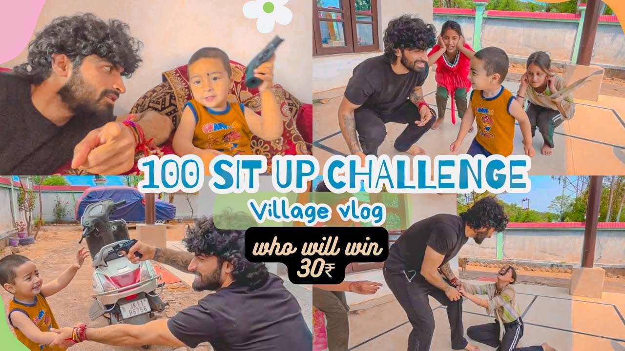 100 Sit-ups Challenge with Kids: who will win ₹30 | Village vlogs ...