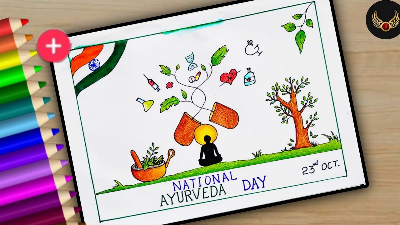 National Ayurveda Day Poster Drawing | Stay healthy Drawing easy ...
