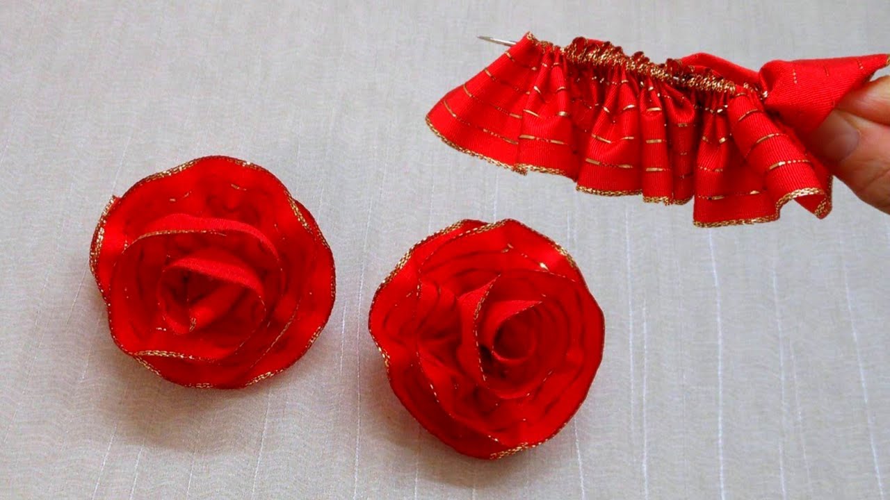 Diy / Cute Mini Rose / Satin Ribbon Rose flower craft / Ribbon Rose ...