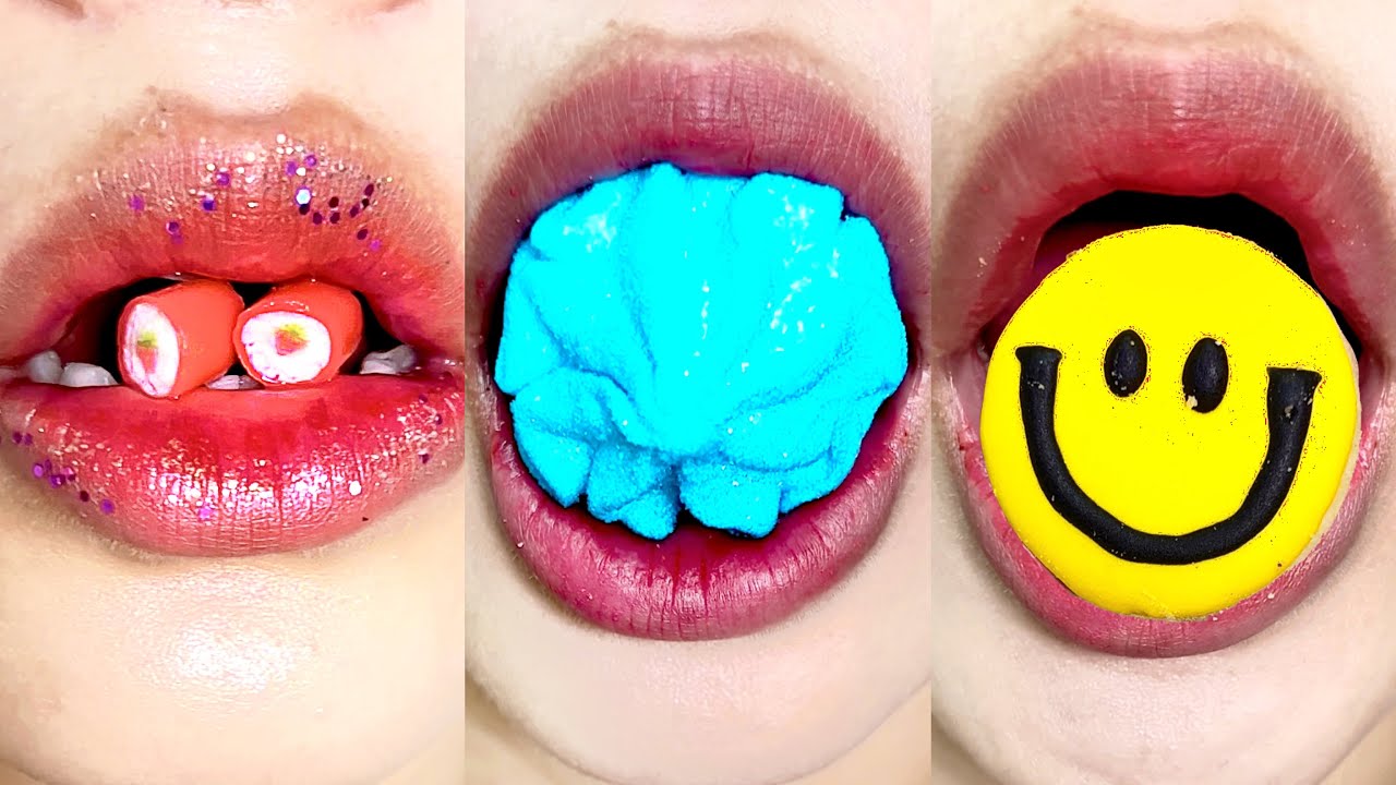 amsr CANDY COOKIES MARSHMALLO JELLY ICE MERINGUE うまいぼん eating sounds ...