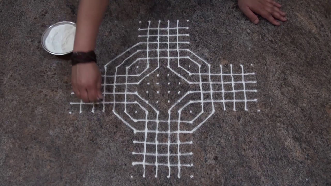 Simple Rangoli Design/ Dot Rangoli with 18 dots - YouTube