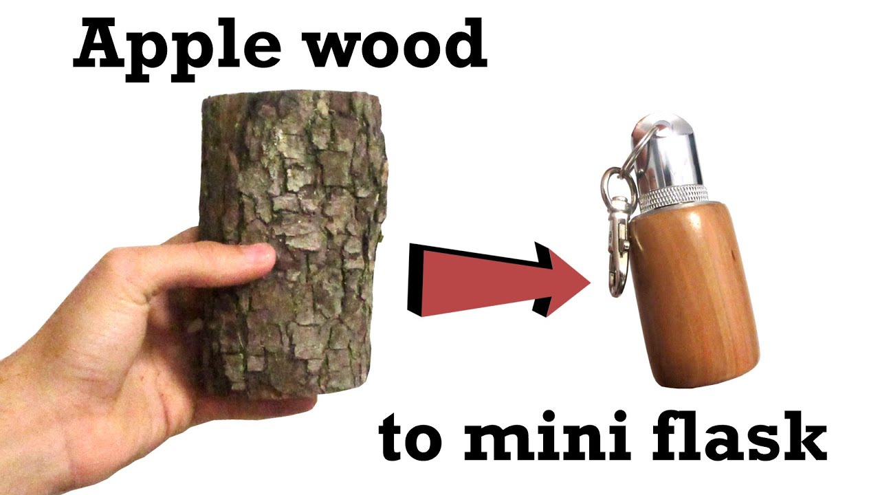 Woodturning Applewood - Tiny Little Flask - YouTube