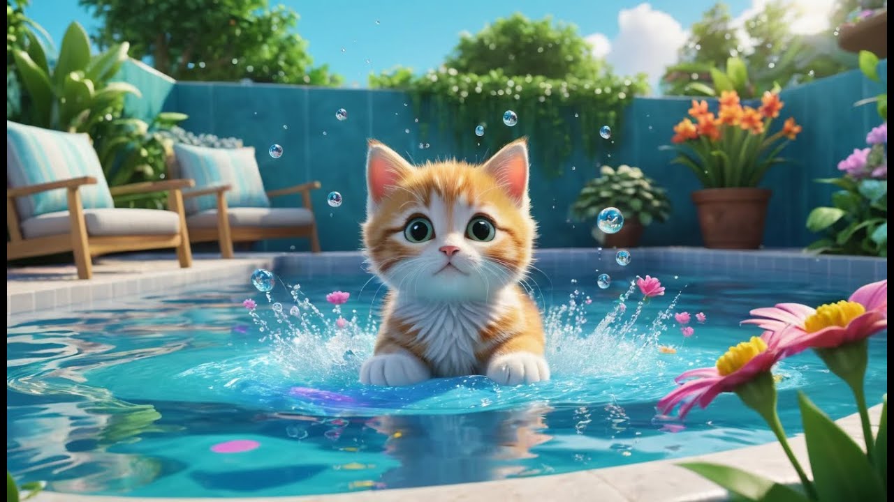 Six Little Kittens Jumping in the Pool | Fun Animal Nursery Rhyme for ...