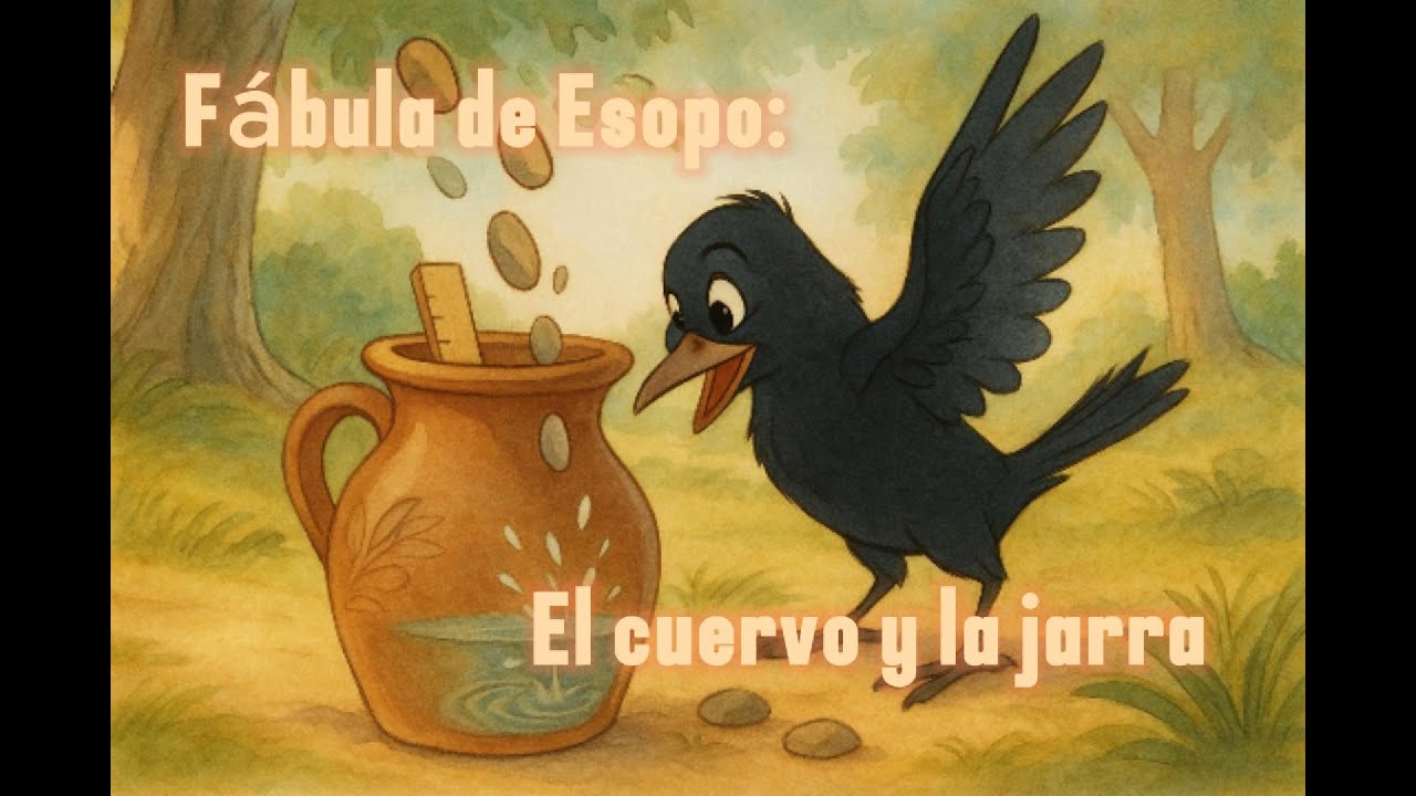 Fábula de Esopo: El cuervo y la Jarra - El Cuervo que Usó el CEREBRO ...