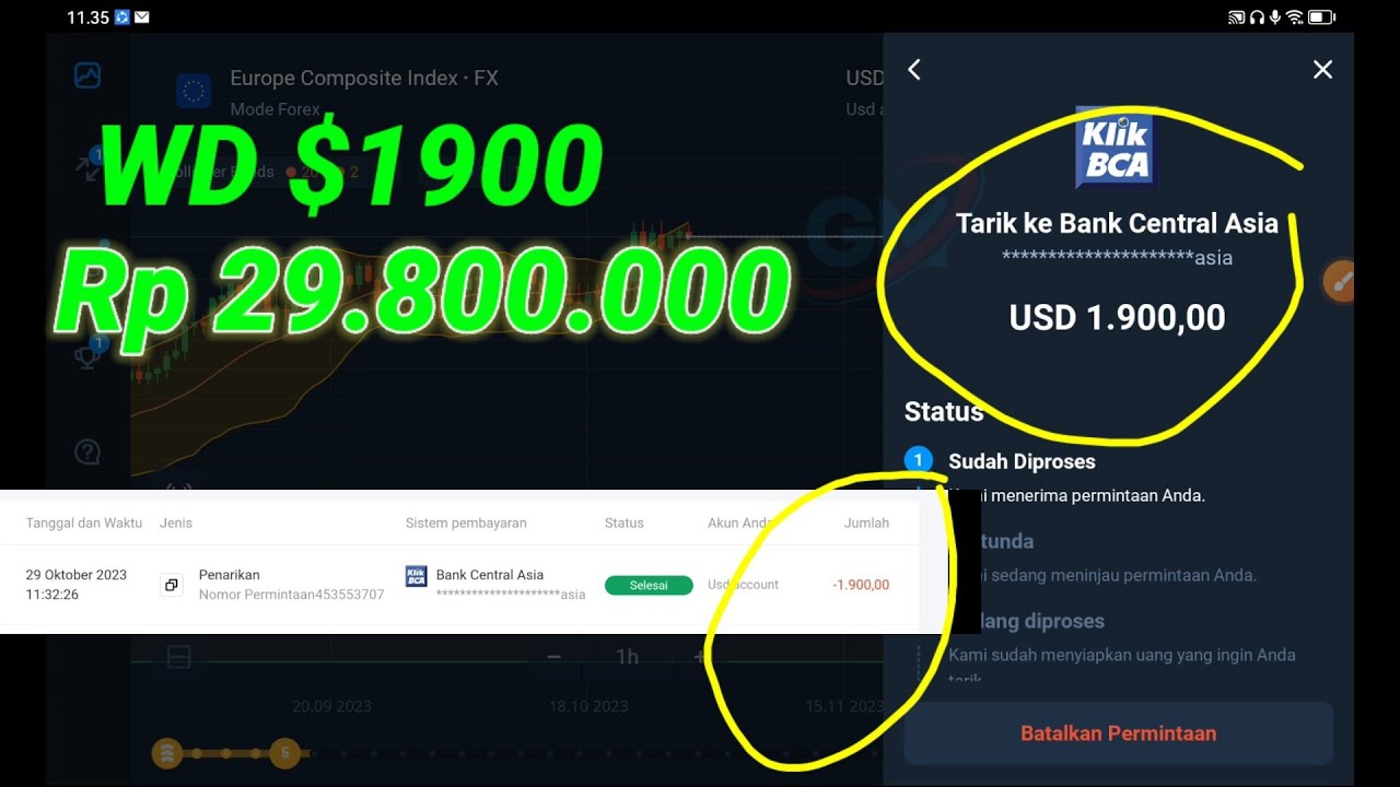 Cara WD olymp trade terbaru, wd $1900 setara 29.800.000 - YouTube