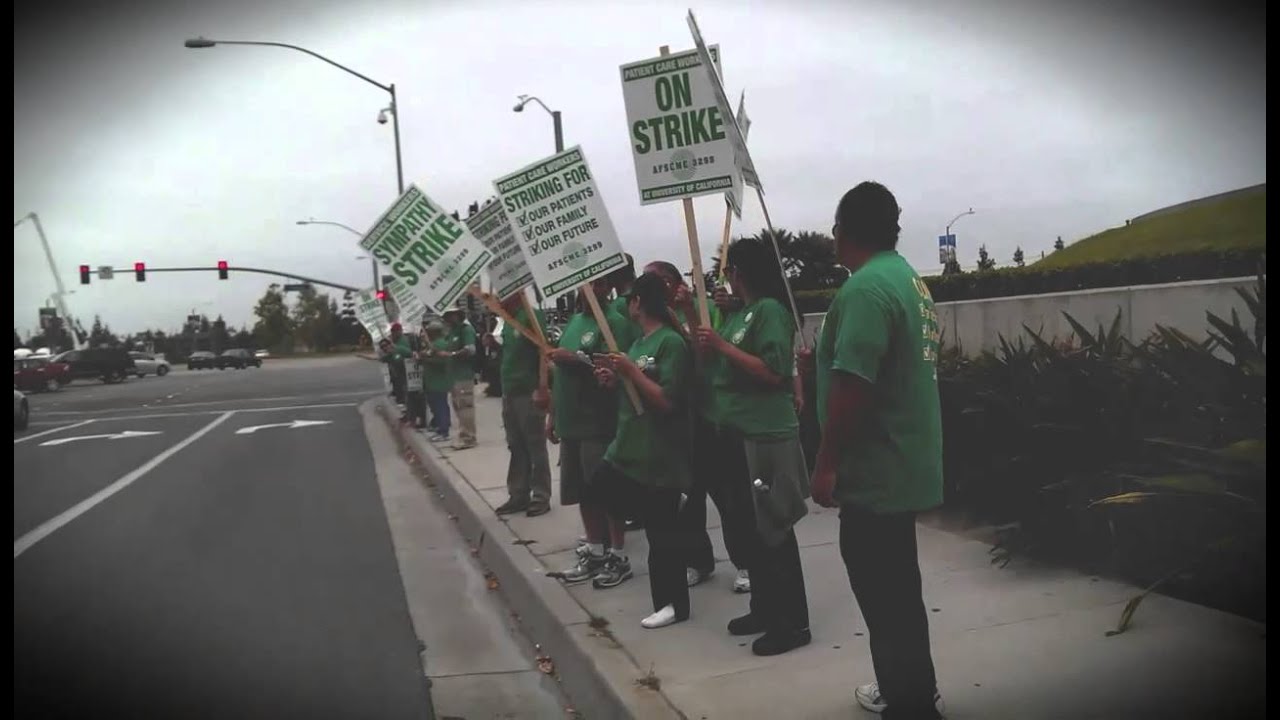 AFSCME 3299 strike at UCI MEDICAL CENTER - YouTube