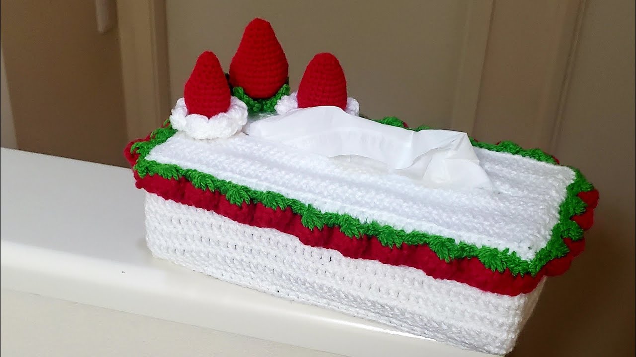 Finishing my Berry Berries🍓 Tissue Box cover [かぎ編み CROCHET] - YouTube