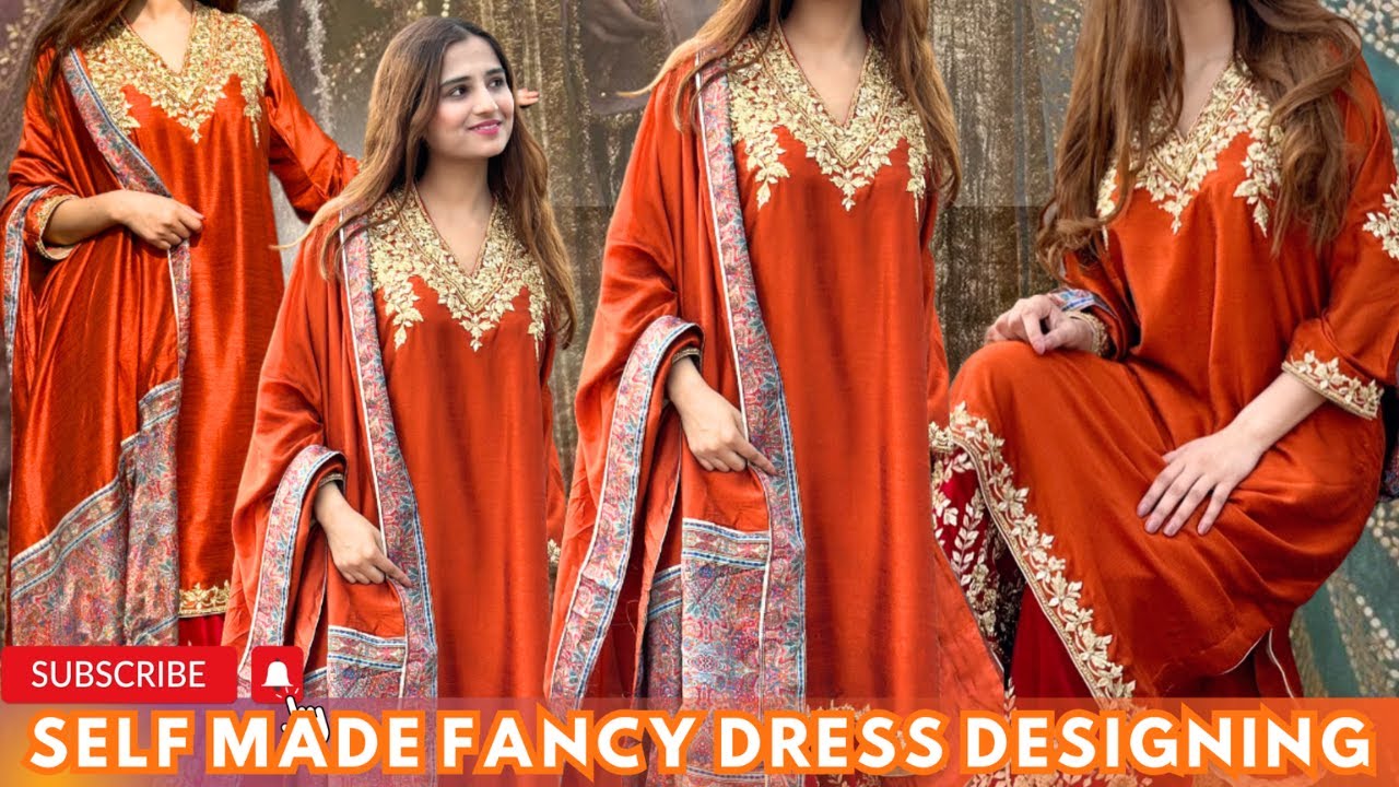 Self Made Fancy Dress Designing With My Mother's Saree 🥻|| Self Dress ...