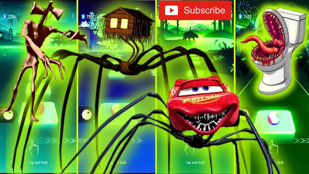 🎶🎶🎶 TILES HOP : SIREN HEAD SOUND 🆚 SPIDER HOUSE HEAD 🆚 LIGHTING McQUEN ...