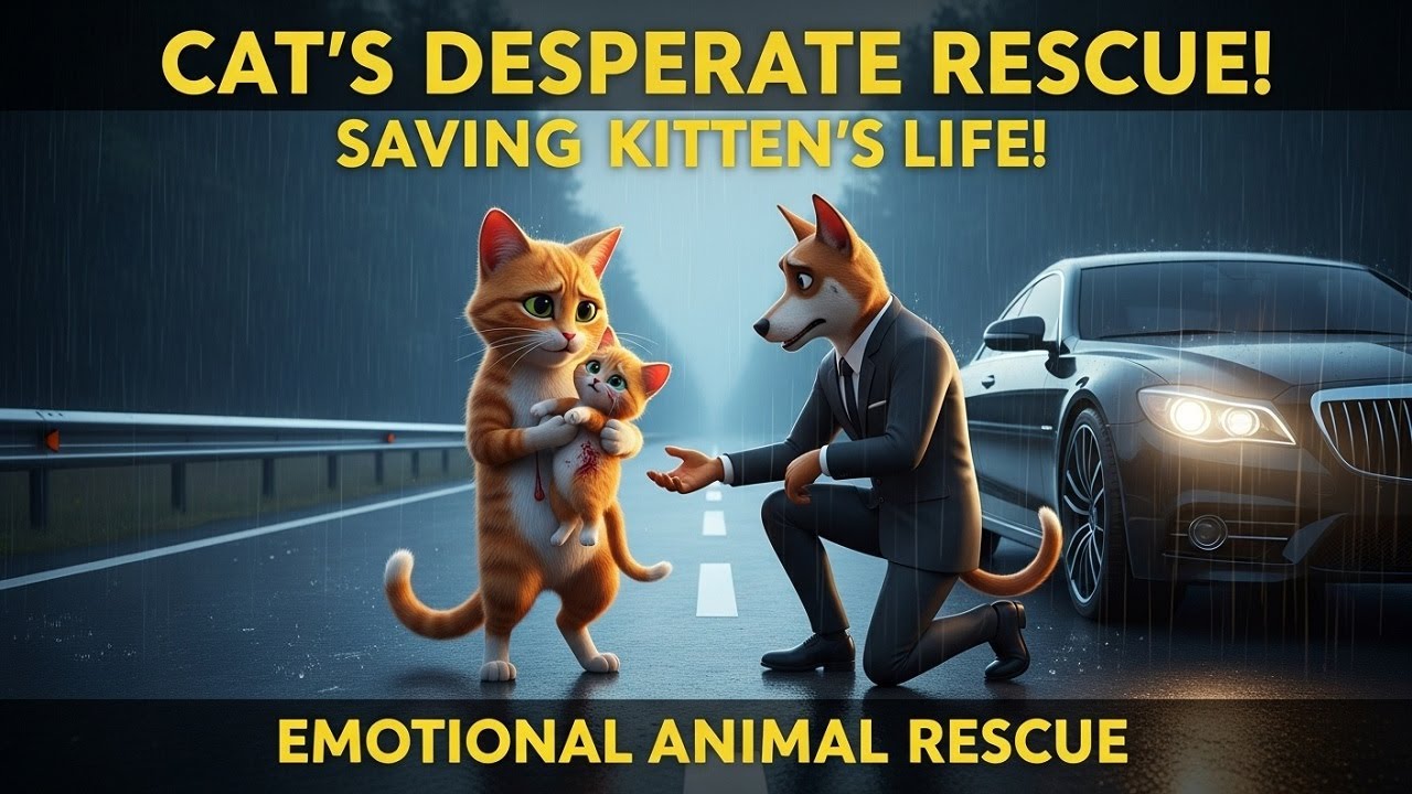 A Mother Cat's Desperate Race: Saving Her Kitten from the Stormy ...