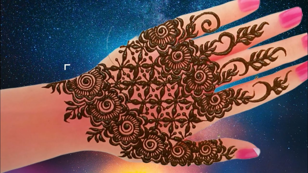 New semi bridal Mehedi design// back hand beautiful Mehedi design - YouTube