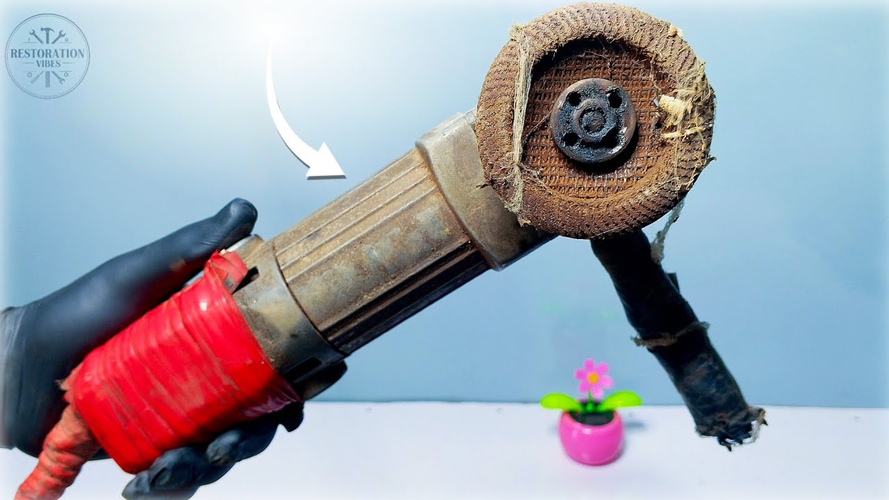 The Most Destroyed & Broken Angle Grinder Restoration | Satisfying ...