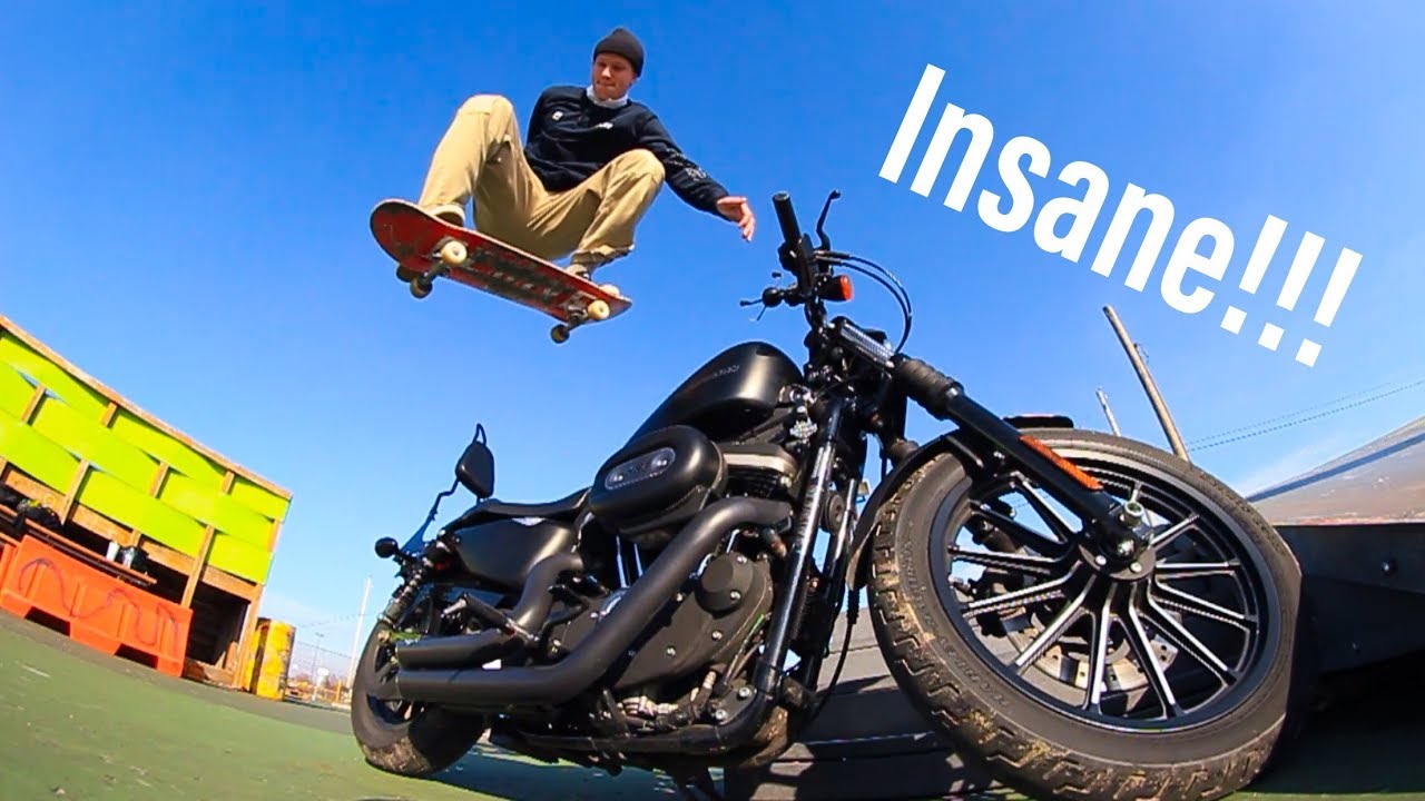 SKATING OVER A HARLEY DAVIDSON MOTORCYCLE - YouTube