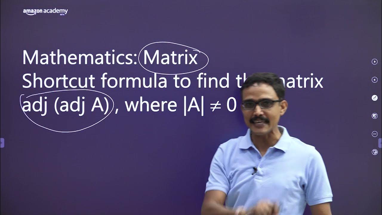 Shortcut formula to find the matrix adj (adj A) | Maths | Amazon ...
