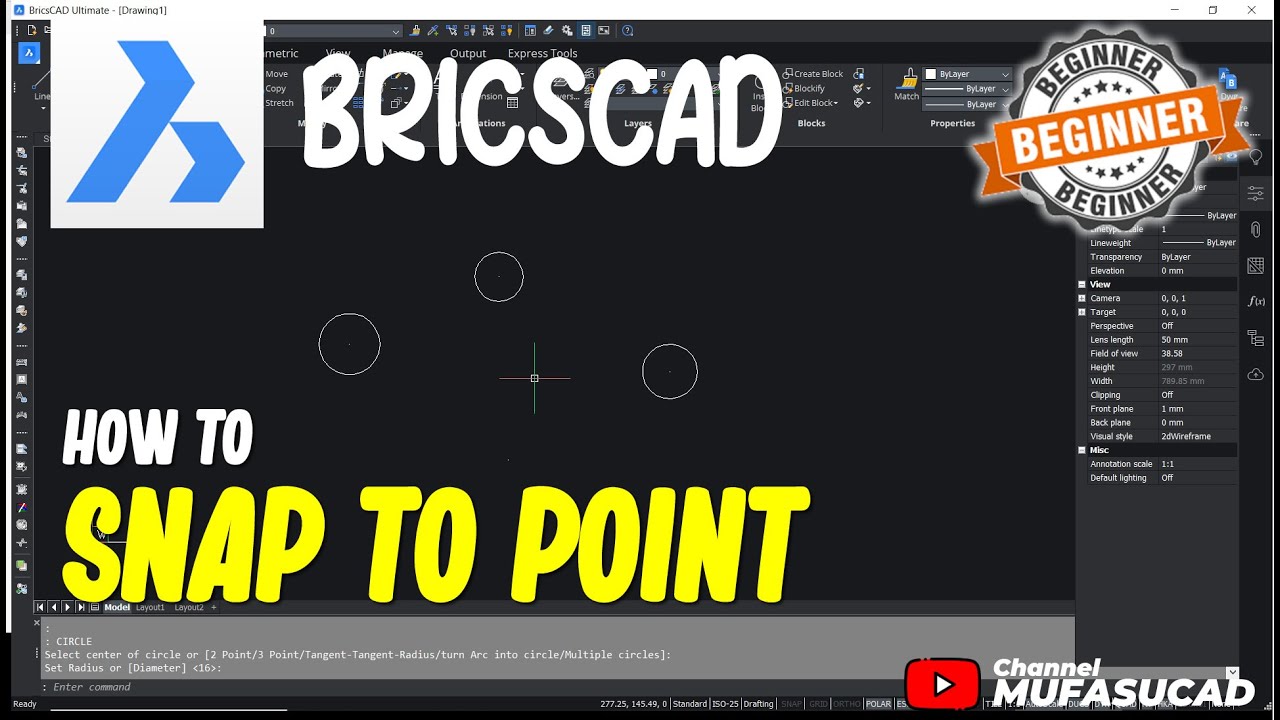 BricsCAD How To Snap To Point - YouTube