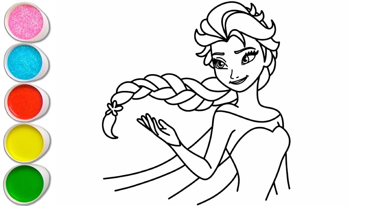 Cute Elsa Frozen Drawing for kids, Painting & Coloring for kids ...