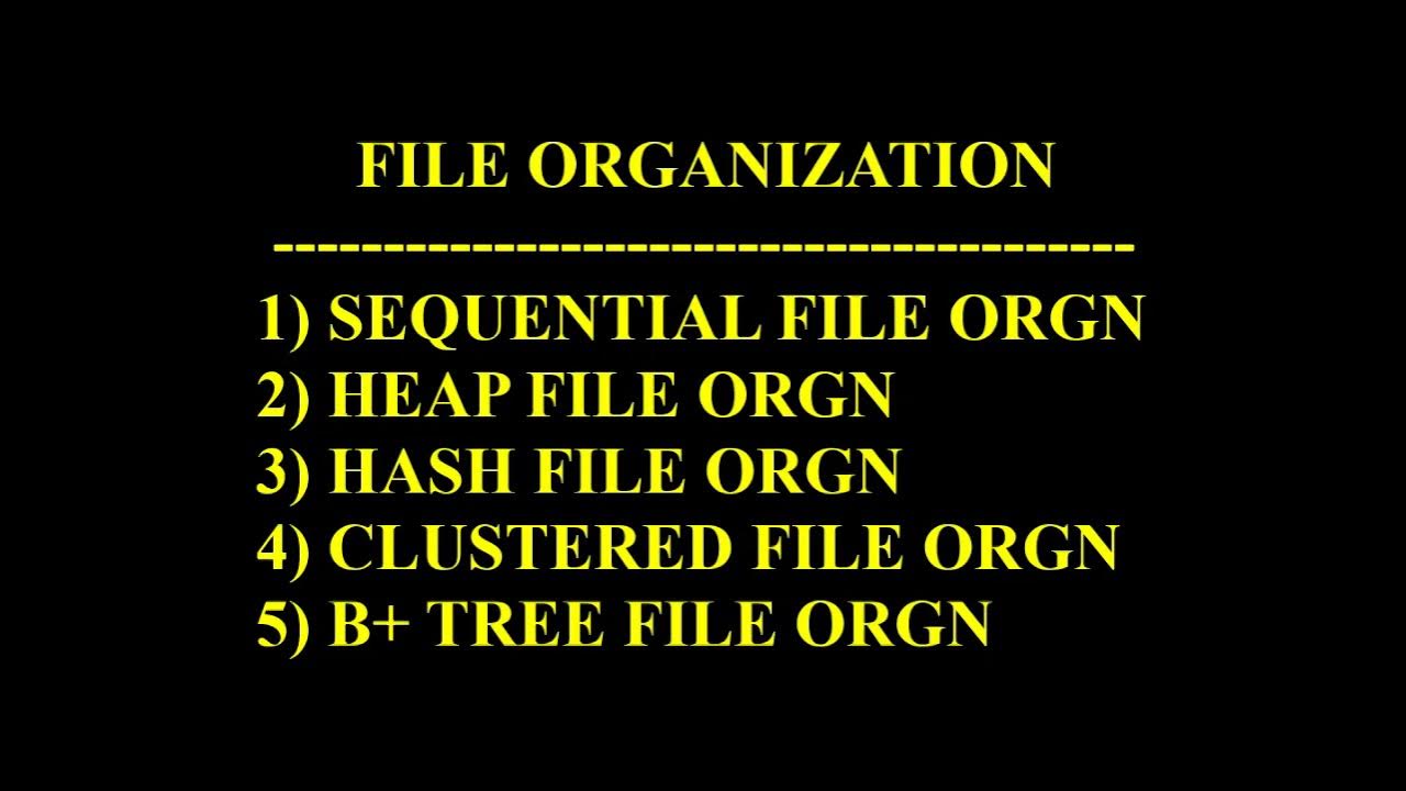 UNIT 4 #FILE ORGANIZATION #SEQUENTIAL #HEAP #HASH #CLUSTERED #B+_TREE # ...