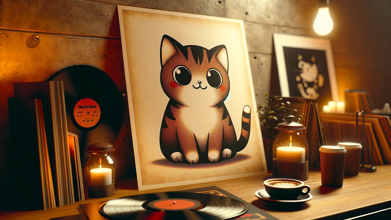 Cute cat lo fi ambience for a cafe - YouTube