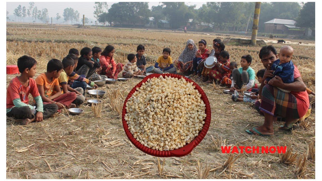 POPCORN Spicy Butter Popcorn Recipe Cooking In Village Home Made Easy Popcorn Snack.ভূট্টার খই ...