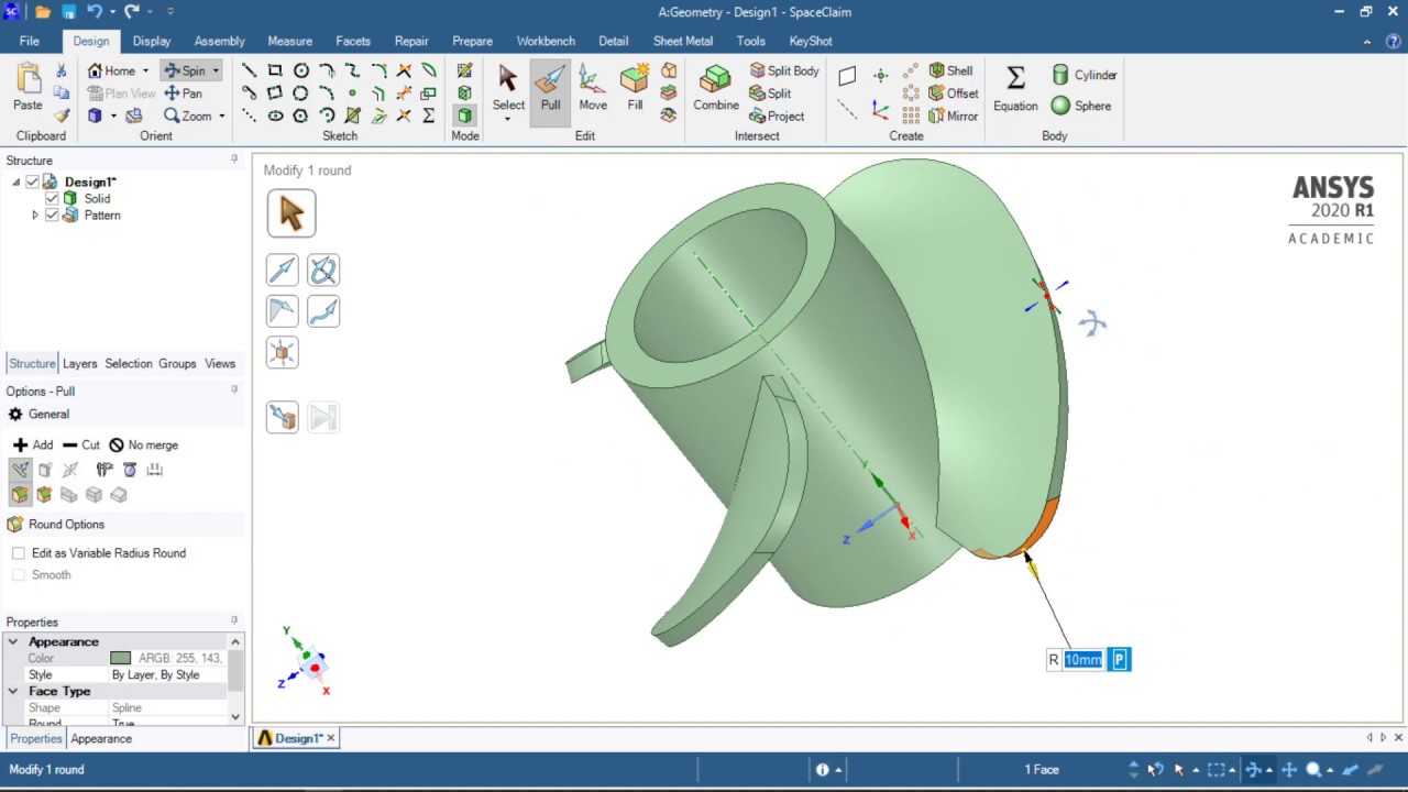 Propela o hélice con curva helicoidal Diseño de geometría CAD en ...