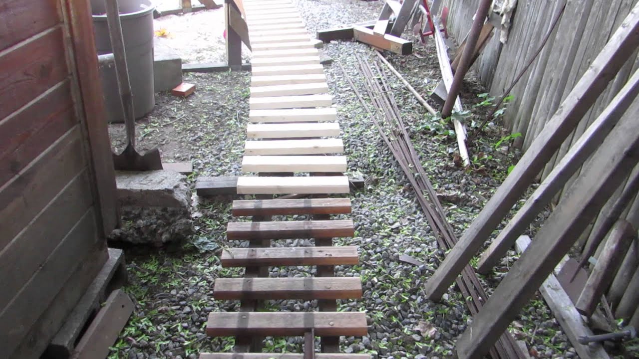 Live steam elevated track construction: New ties for relocated curve ...