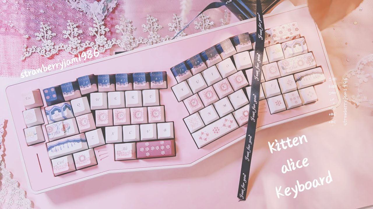 TYPING ASMR | kitten alice ergonomic pink lace mechanical Creamy ...
