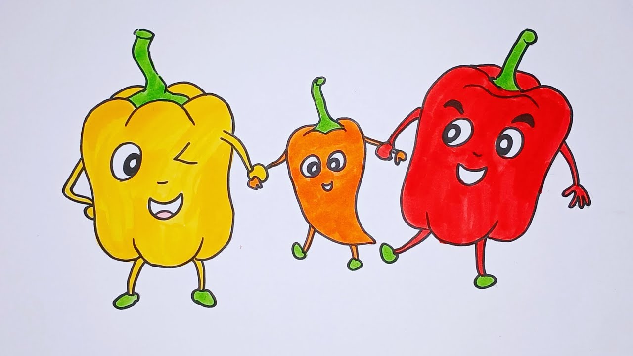 How to Draw Peppers \ Capsicum Easy & Fun Drawing 🌶️🫑🎨 - YouTube