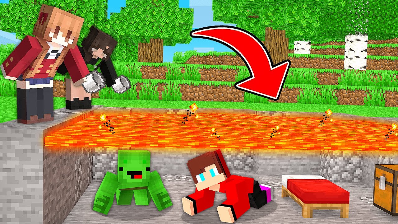 Mikey and JJ Use FAKE LAVA To Prank GIRLS in Minecraft (Maizen) - YouTube
