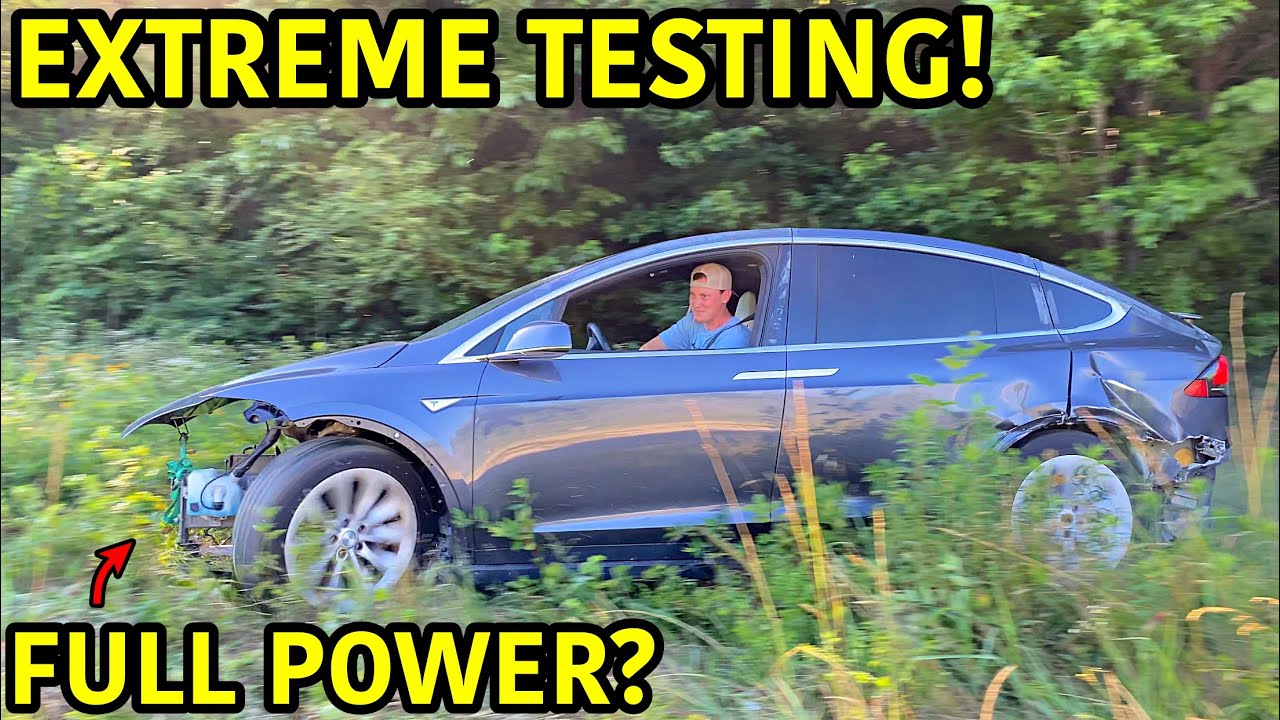 Off-Roading Our Wrecked Tesla Model X!!! - YouTube