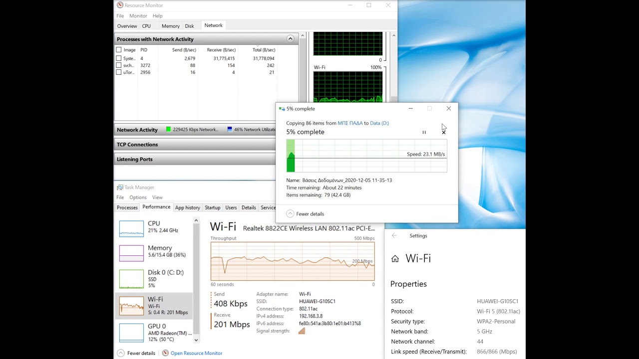 Realtek 8822CE 2nd try 5Ghz Band - YouTube