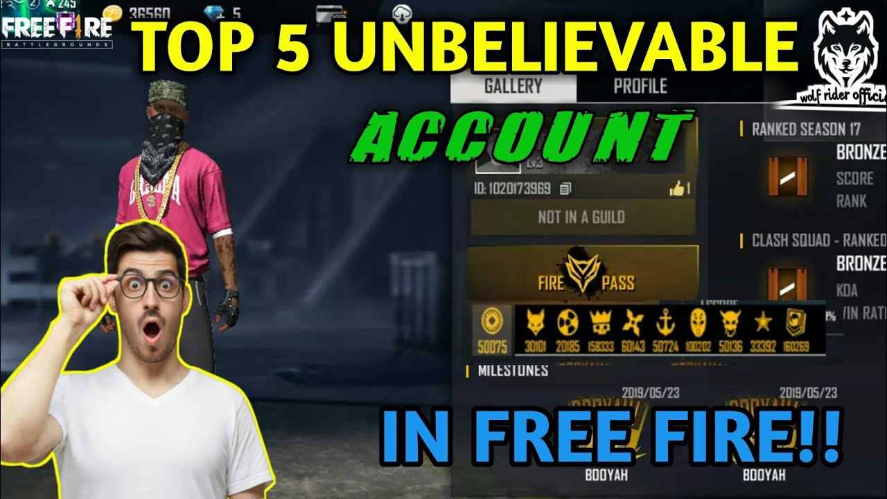 TOP 5 UNBELIEVABLE ACCOUNT IN FREE FIRE - YouTube