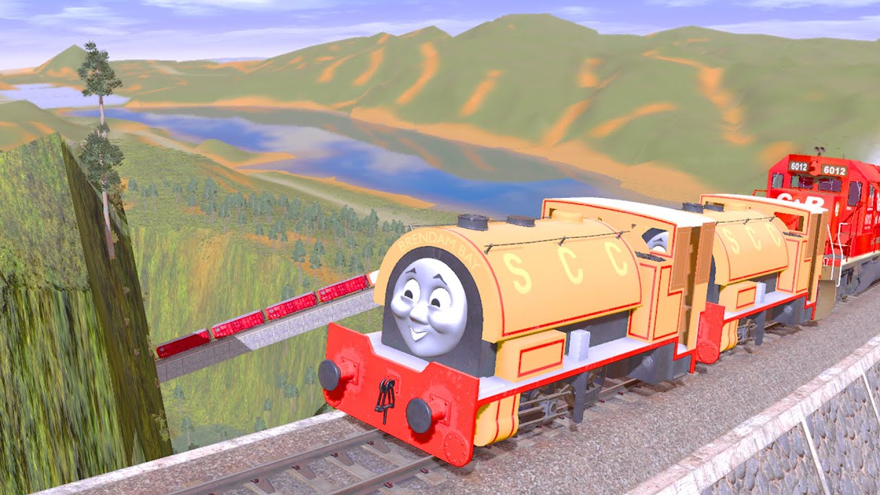 Yellow Steam Train Crosses Hidden Extreme Spiral Tracks Near Hills ...