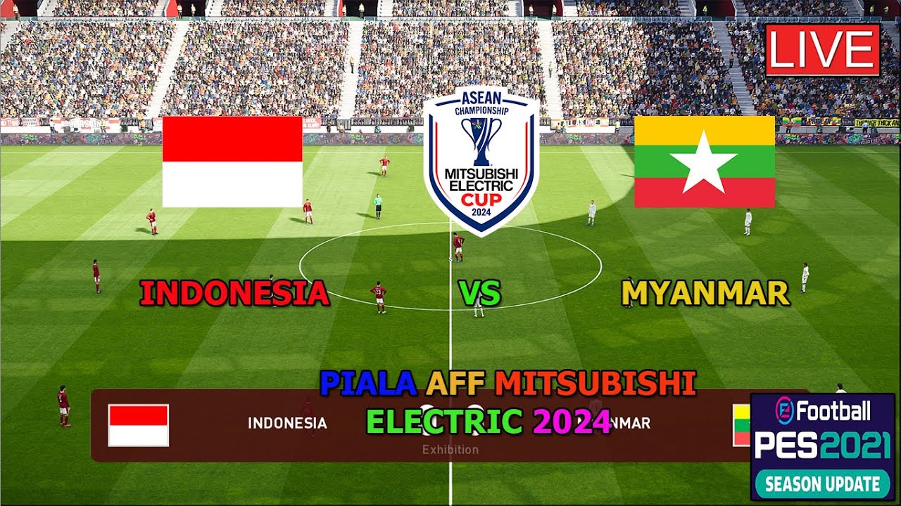 INDONESIA VS MYANMAR (PIALA AFF ASEAN CUP 2024, GAMEPLAY SIMULATION PES ...