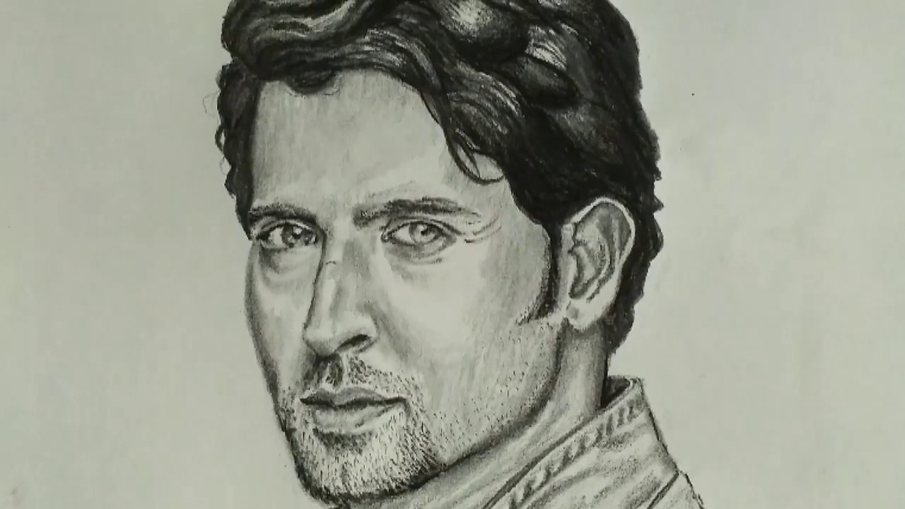 Portrait Drawing | how to draw Hrithik Roshan Time lapse 2018 - YouTube