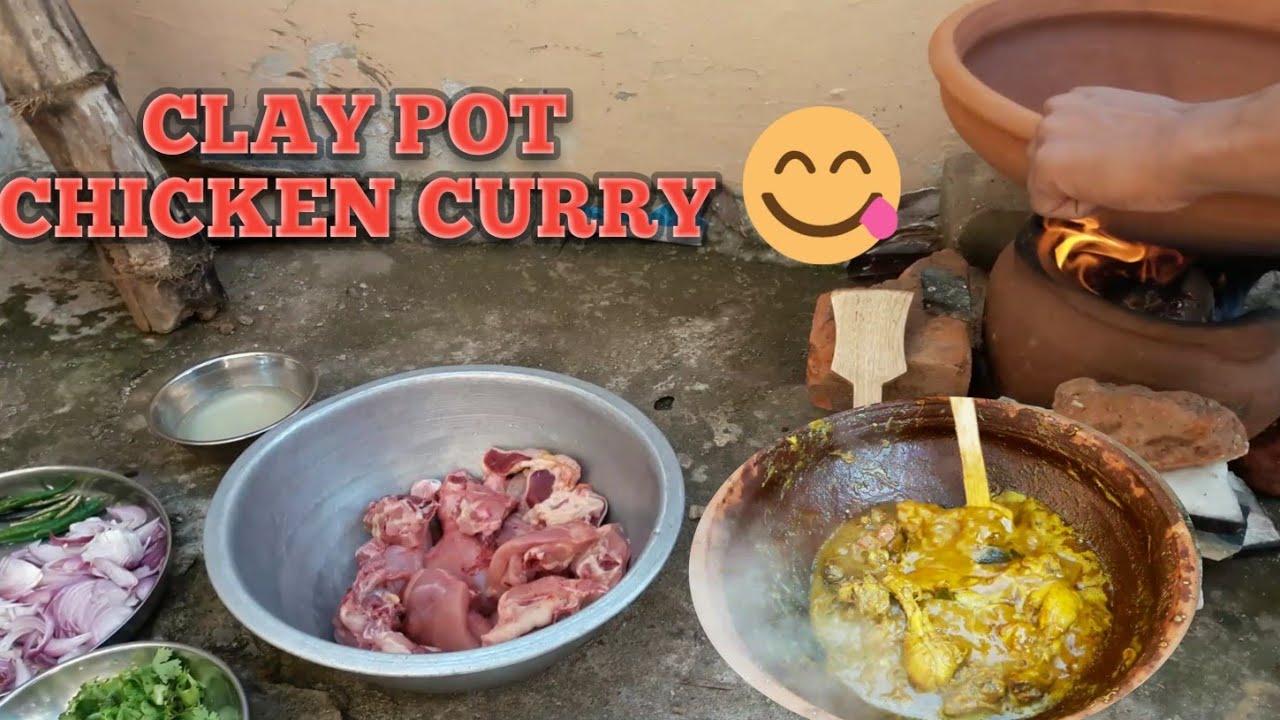 Eating Spicy Clay pot Chicken Curry | Desi style | yummy - YouTube