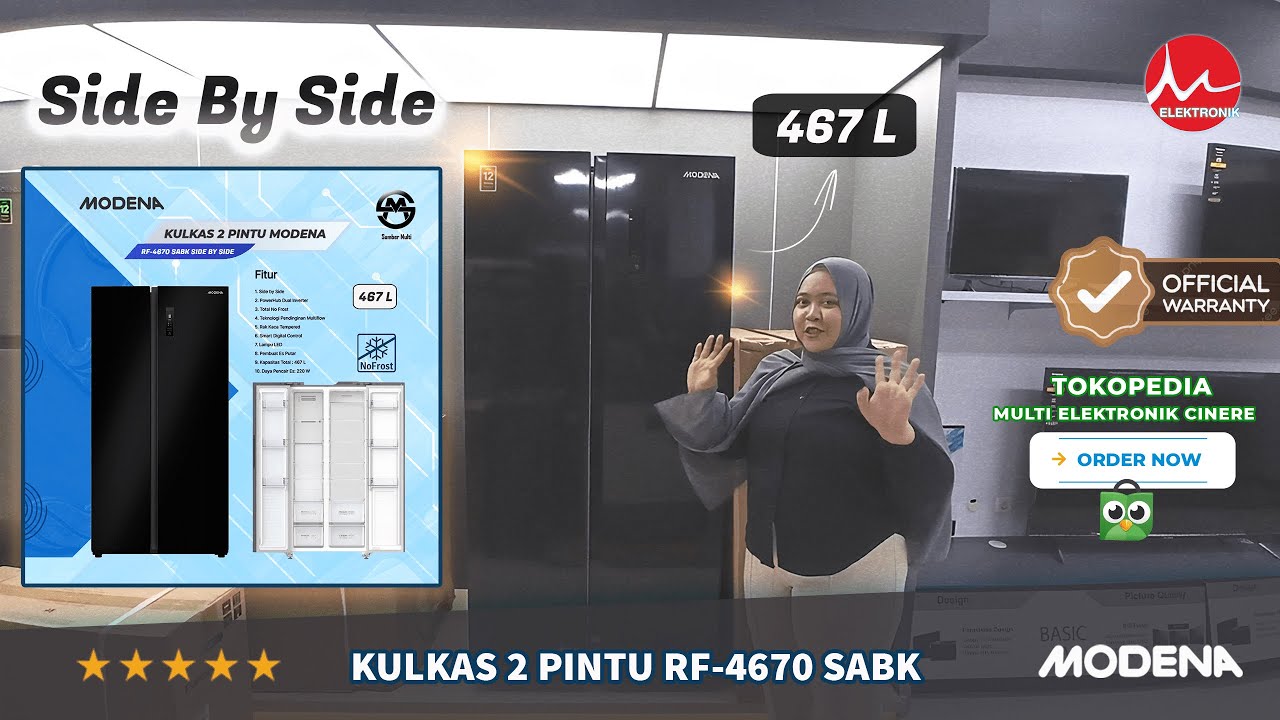 Kulkas Modena Side by side 2 Pintu - RF4670 SABK 467 Liter - YouTube
