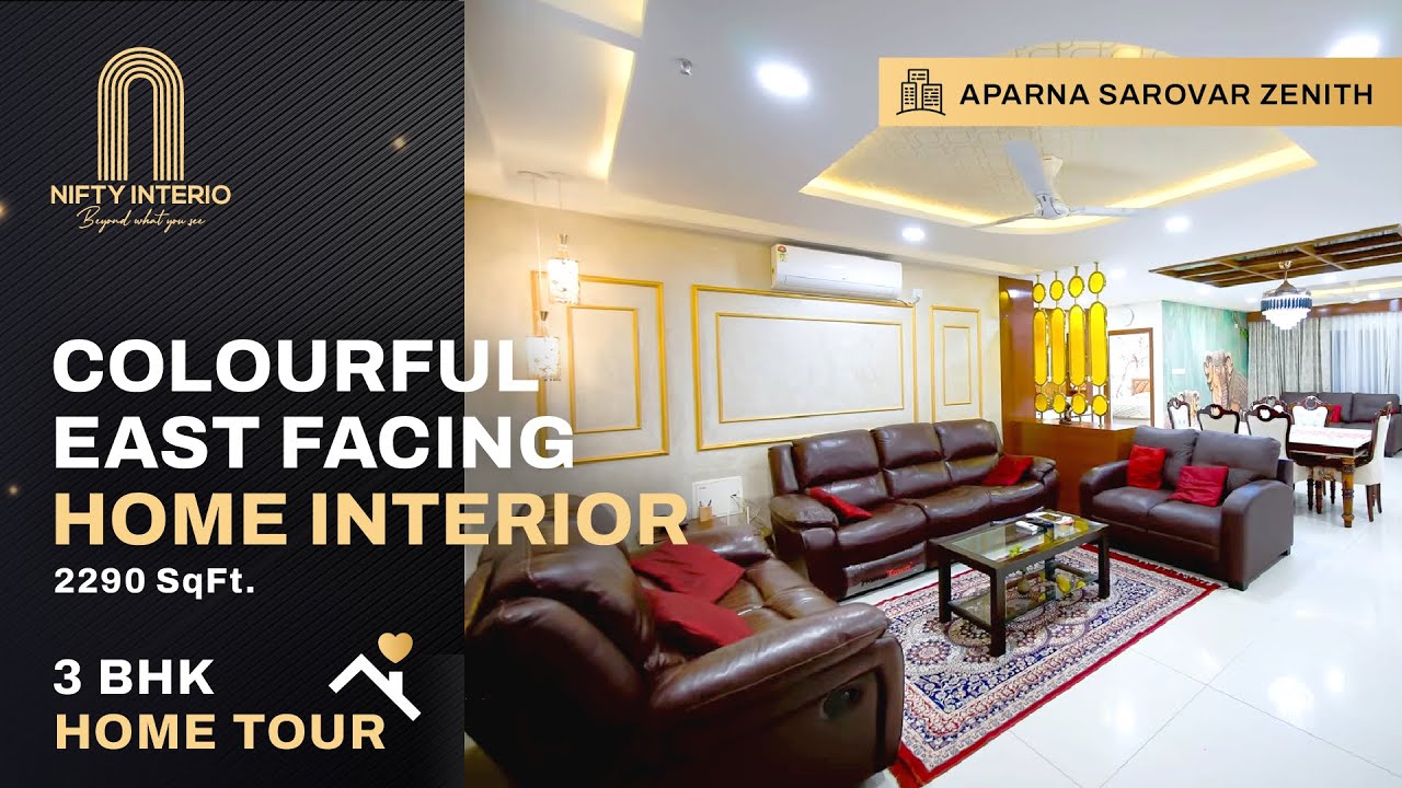 Modern 3 BHK Interior Design | Home Tour | Aparna Sarovar Zenith | Nifty Interio - YouTube