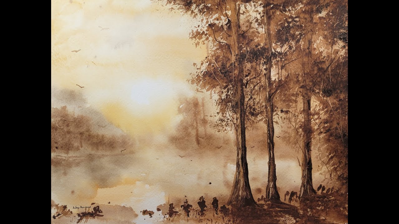 526) Beginner Watercolor Landscape Tutorial: Tonalist Cypress Swamp in ...