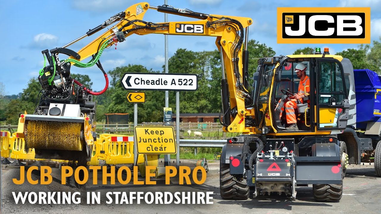 JCB Pothole Pro begins work in Staffordshire - YouTube